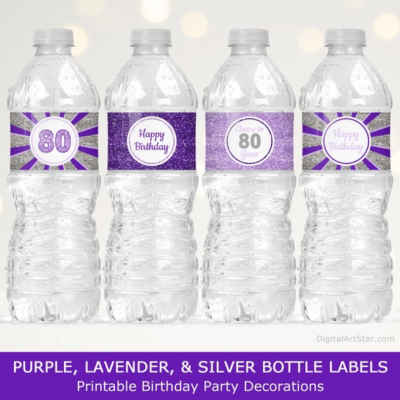 80th Birthday Water Bottle Labels For Women 80th Birthday Party