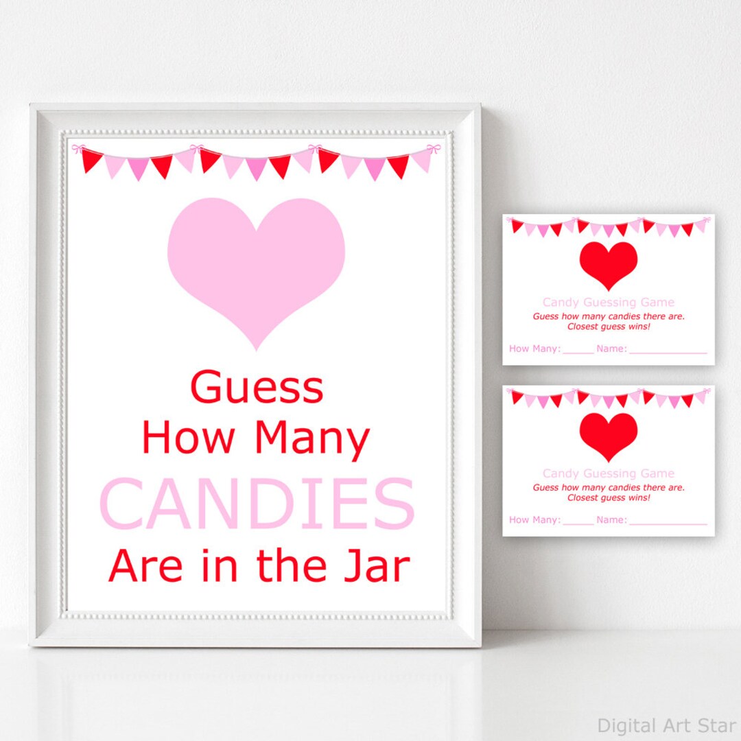 Valentine Candy Guessing Game and Sign, Guess How Many Candies ...
