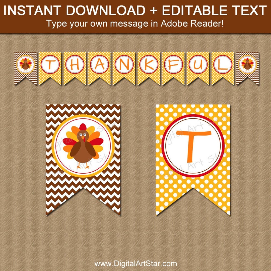 Thanksgiving Party Decorations, Thanksgiving Printable Banner Download ...