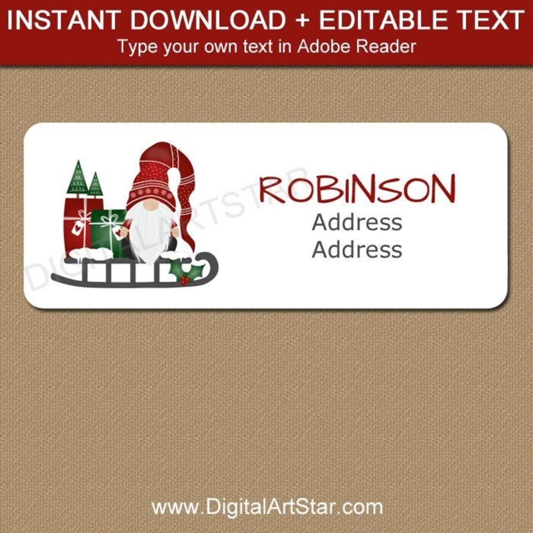 Printable Christmas Return Address Labels Template, Holiday Address ...