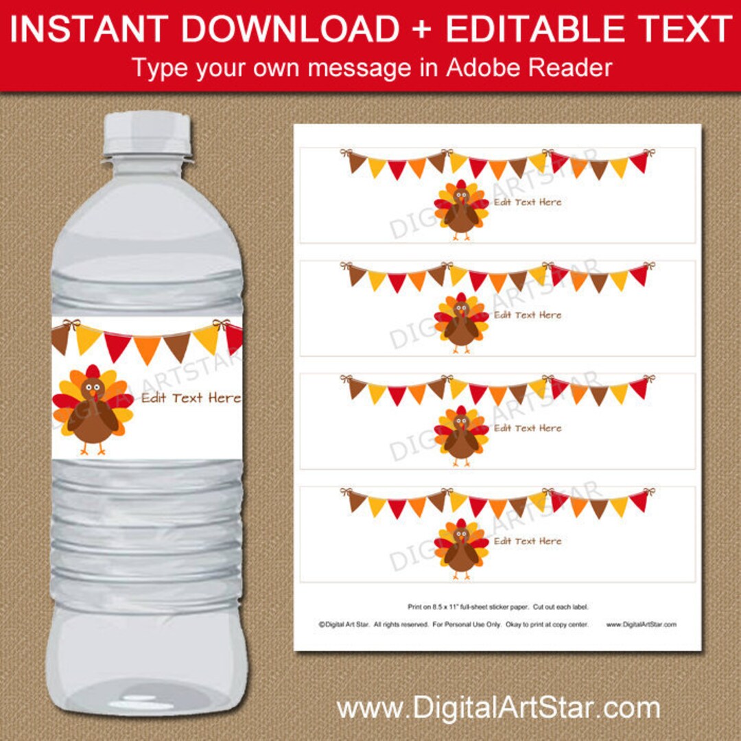 Thanksgiving Decorations, Thanksgiving Water Bottle Labels ...
