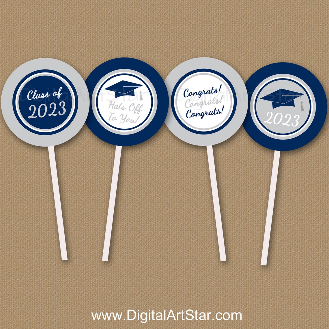 Cupcake Toppers Graduation Navy Blue Graduation Party - Etsy
