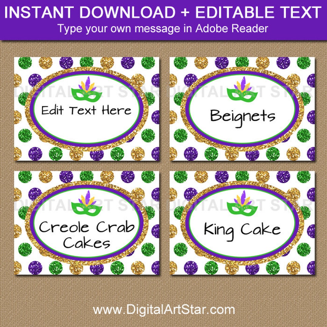 Mardi Gras Labels, Mardi Gras Party Printables, Mardi Gras Birthday ...
