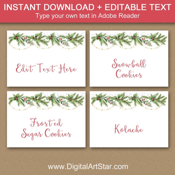 Editable Christmas Labels - Holiday Place Card Template - Christmas ...