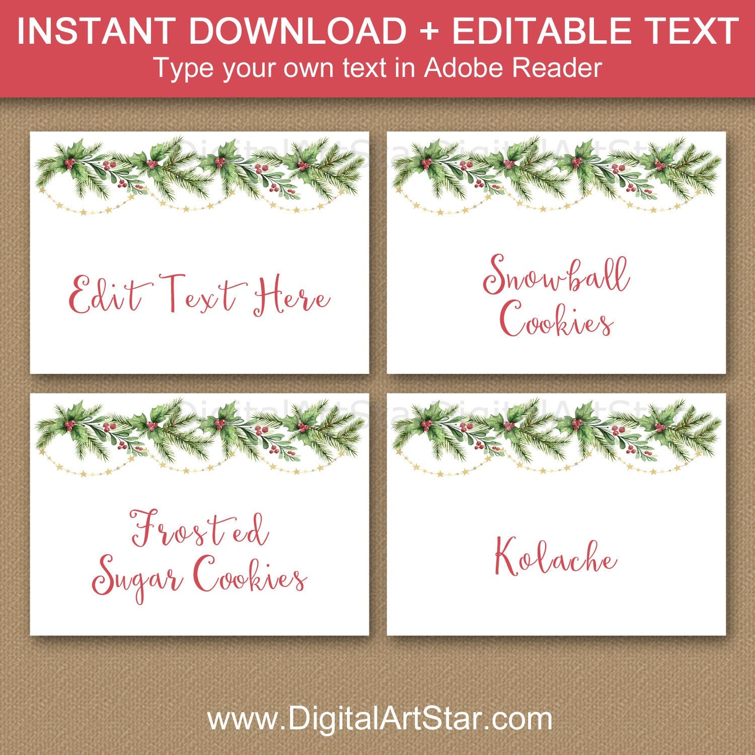 Editable Christmas Labels Holiday Place Card Template - Etsy