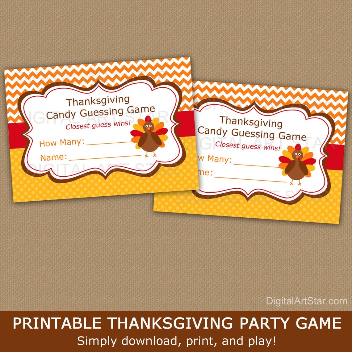 Printable Thanksgiving Game Candy Guessing Game Cards - Etsy