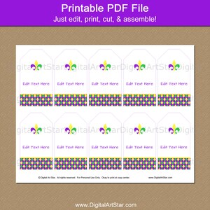Printable Mardi Gras Tags, Editable Mardi Gras Hang Tags, Mardi Gras ...