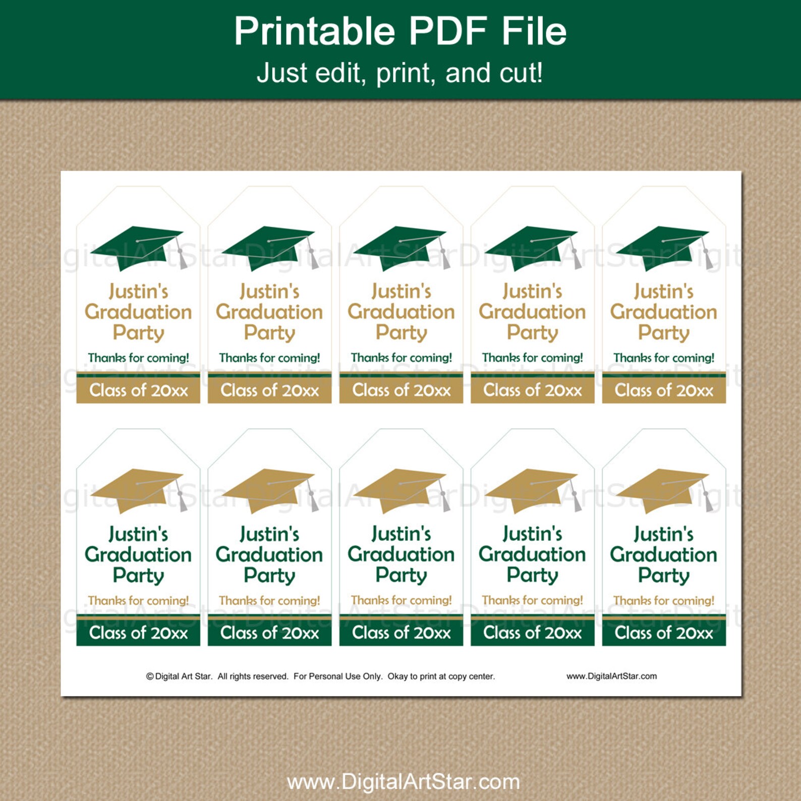 Graduation Tags Instant Download Graduation Thank You Tag - Etsy