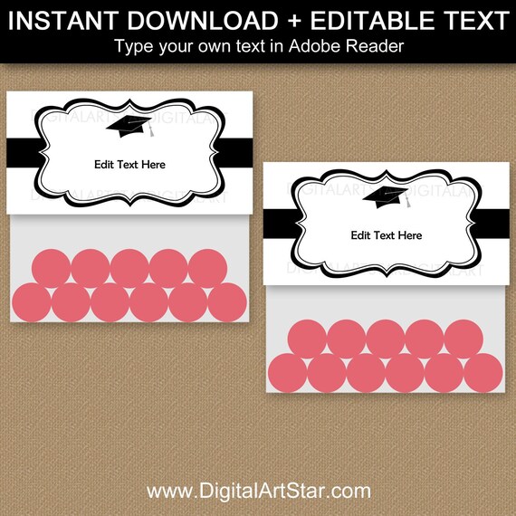 Graduation Treat Bag Topper, Black and White Bag Toppers Printable ...
