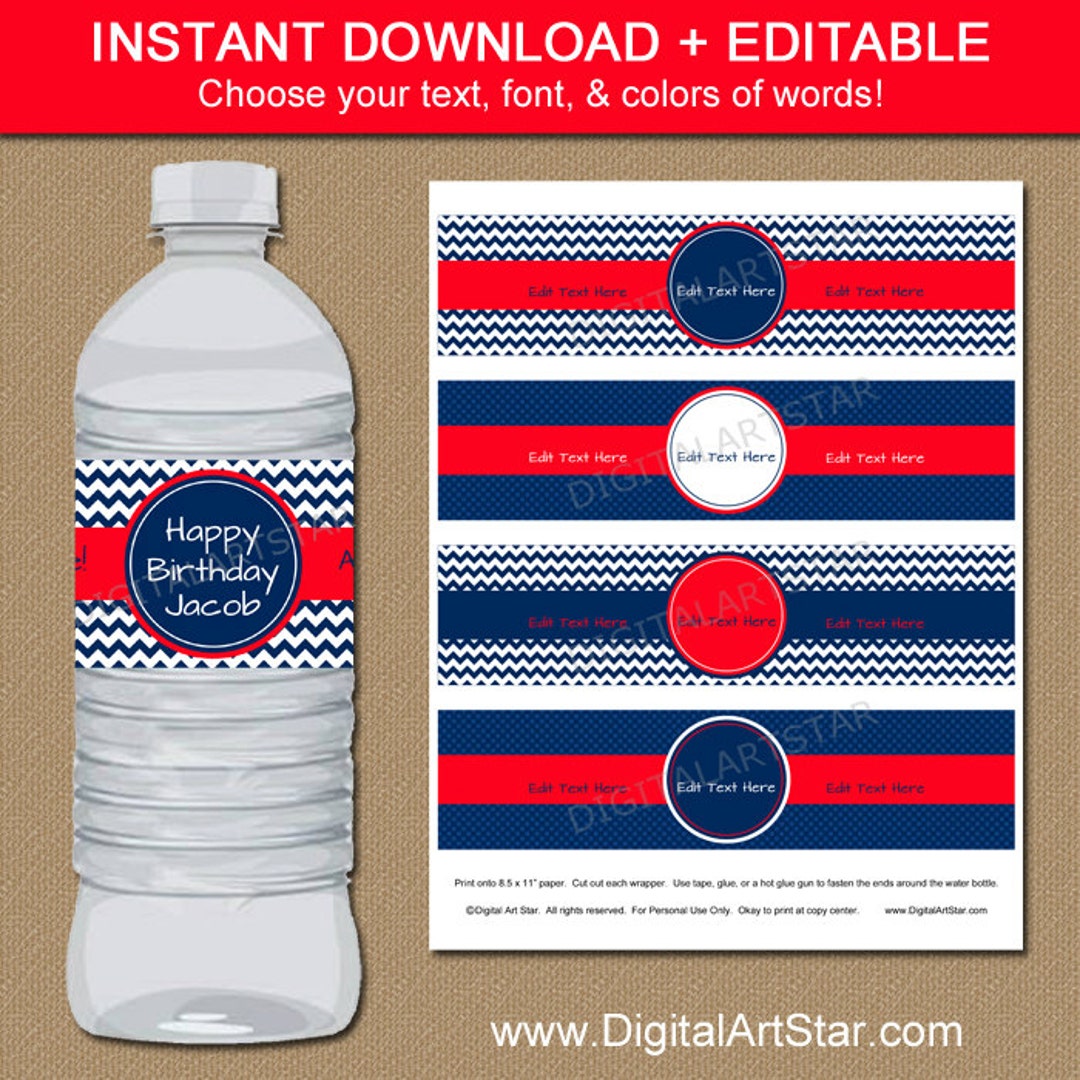 Birthday Water Bottle Labels Printable Boy Birthday Party - Etsy