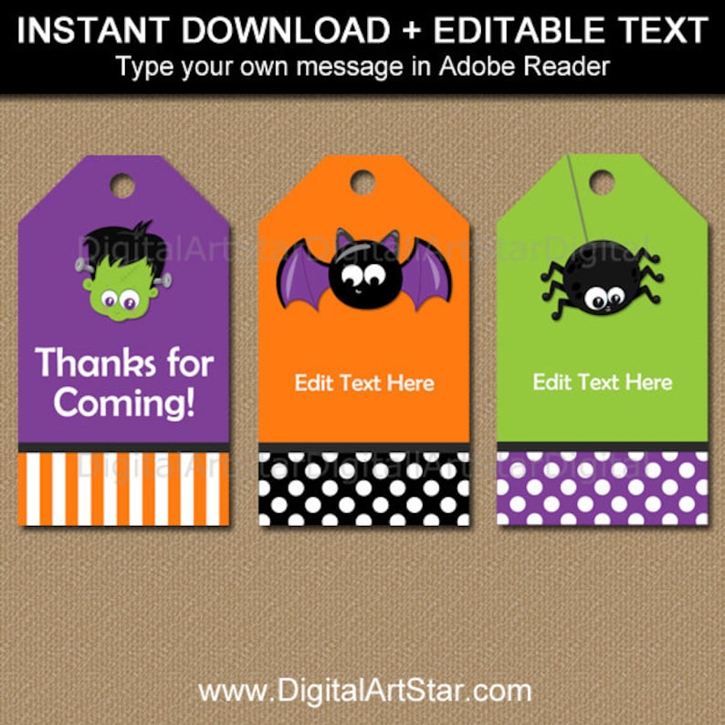 Printable Gift Tags for Halloween Halloween Tags Editable - Etsy