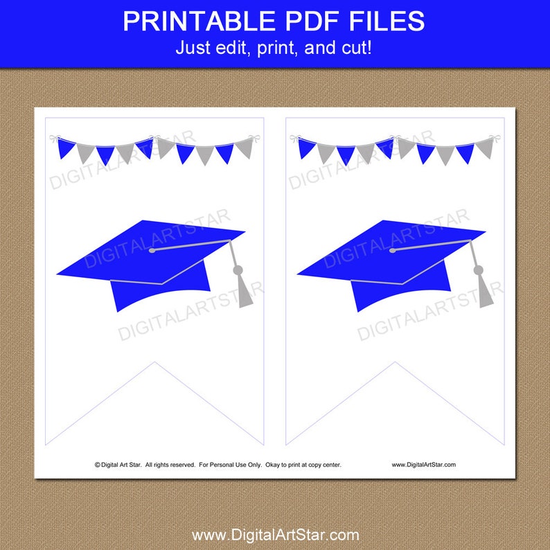Graduation Banner Printable Royal Blue and White Graduation - Etsy