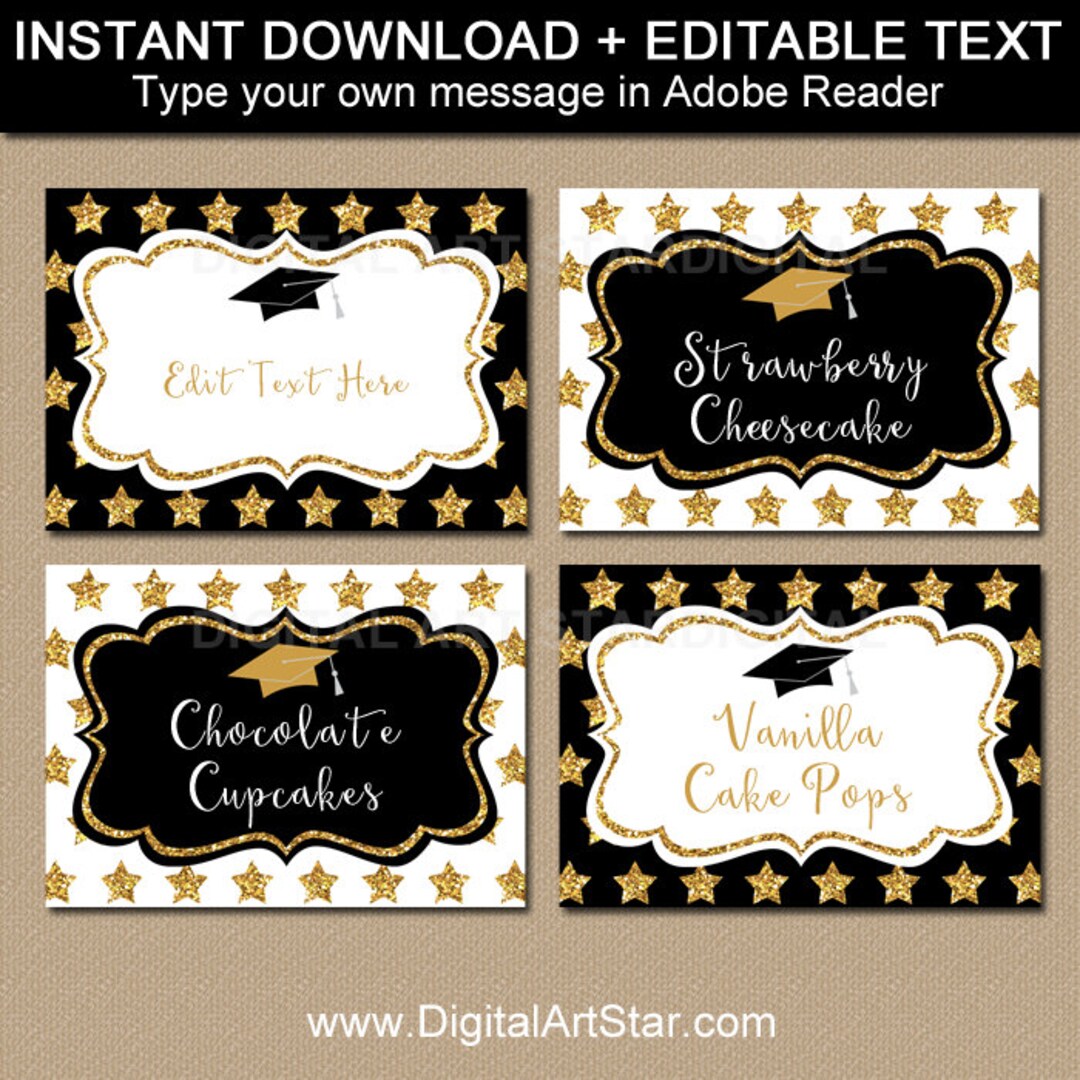 Elegant Graduation Candy Buffet Labels, Graduation Food Labels ...
