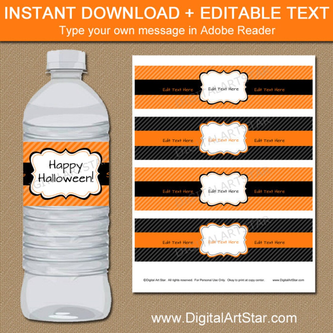Halloween Water Bottle Labels Editable, Halloween Party Printables ...