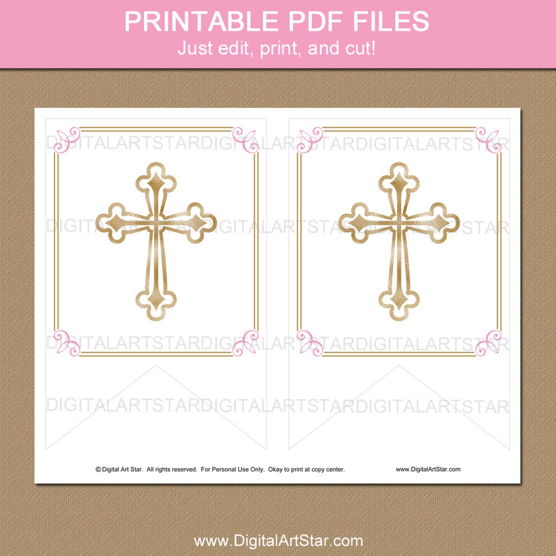 First Communion Printable Banner Girl Baptism Banner Gold and - Etsy