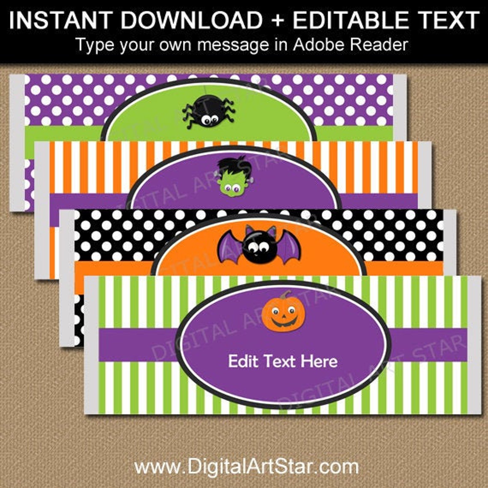 Halloween Candy Wrappers Instant Download Halloween Party - Etsy