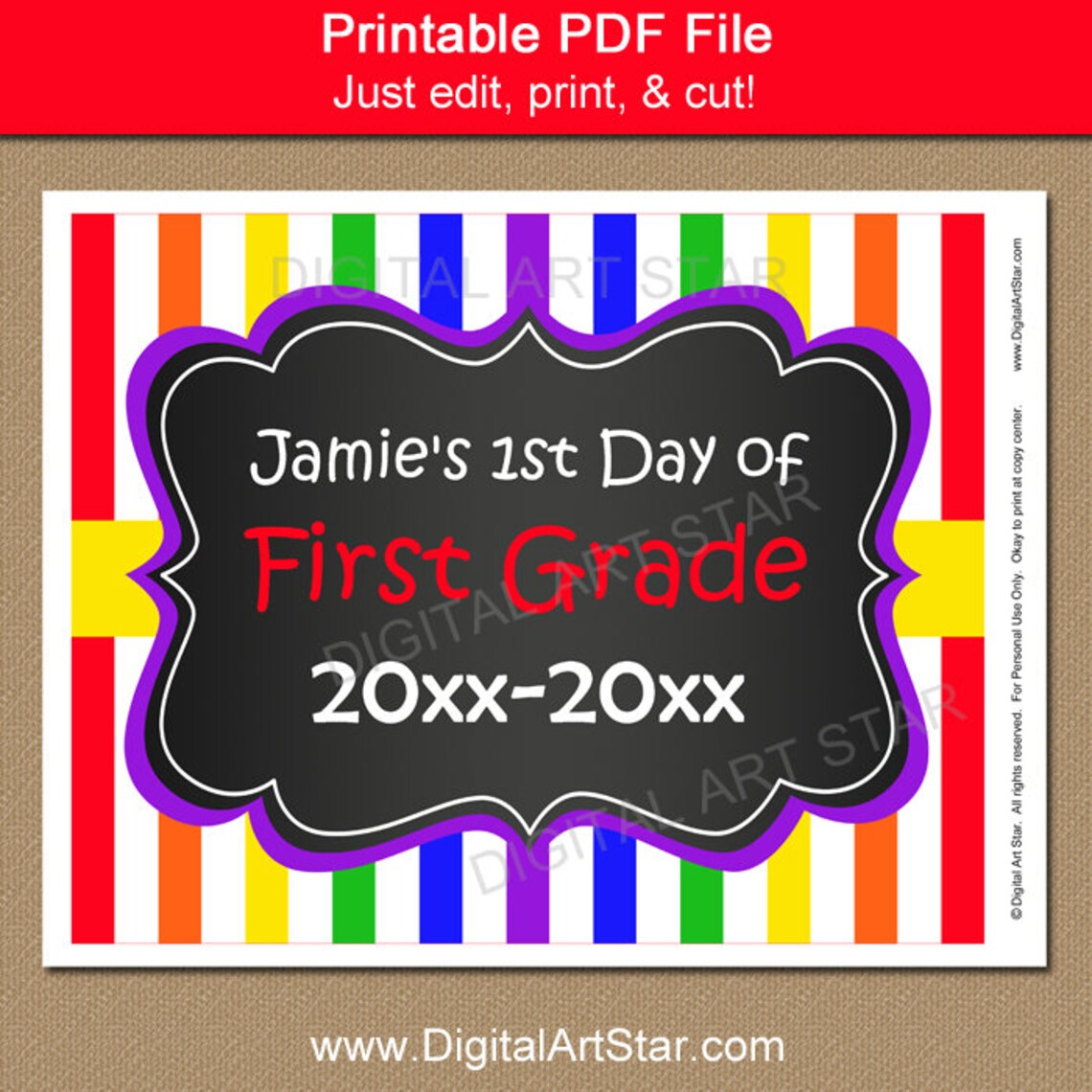 Rainbow First Day of School Sign Editable First Day of First | Etsy