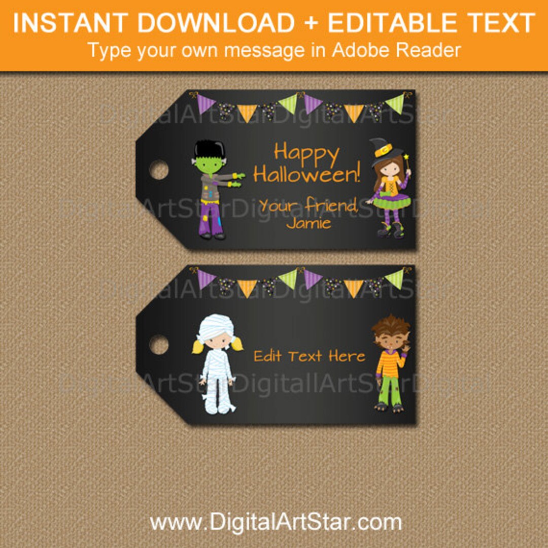 Printable HALLOWEEN Party Favor Tag Template, Kids Halloween Favor Tags ...
