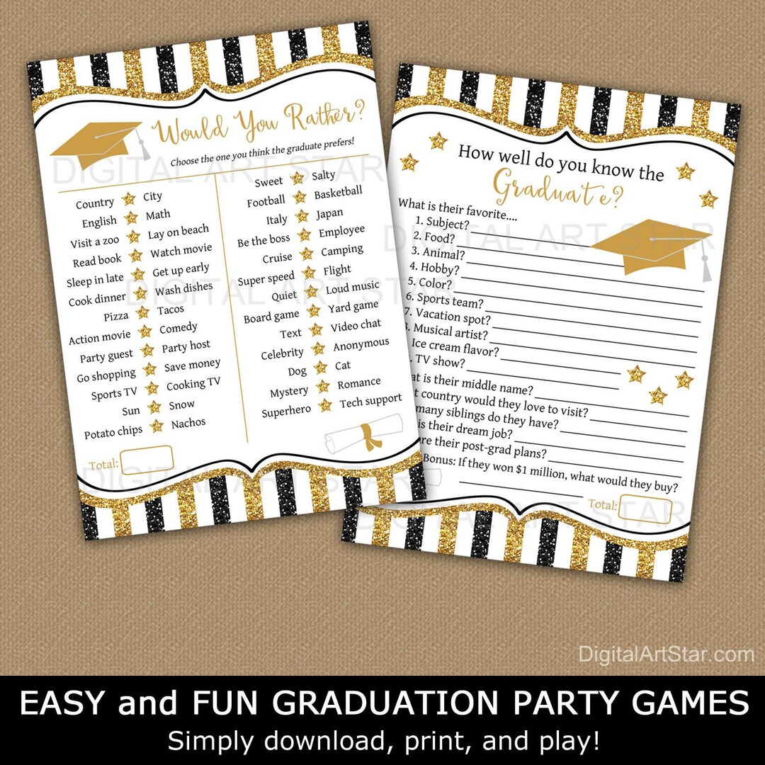 Graduation Games Bundle, Graduation Party Games 2024, Would You Rather ...