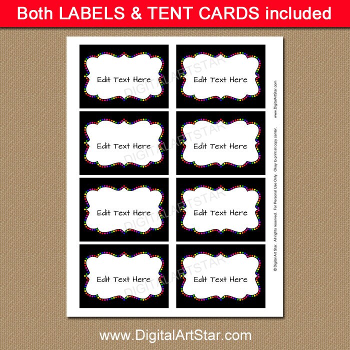 Rainbow Food Labels Rainbow Candy Buffet Labels Editable | Etsy