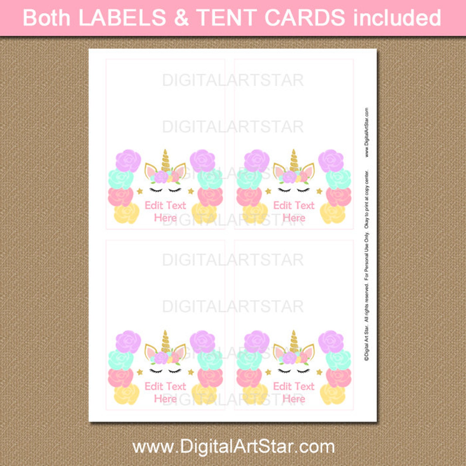 Unicorn Food Labels Unicorn Food Tents Unicorn Food Tags - Etsy
