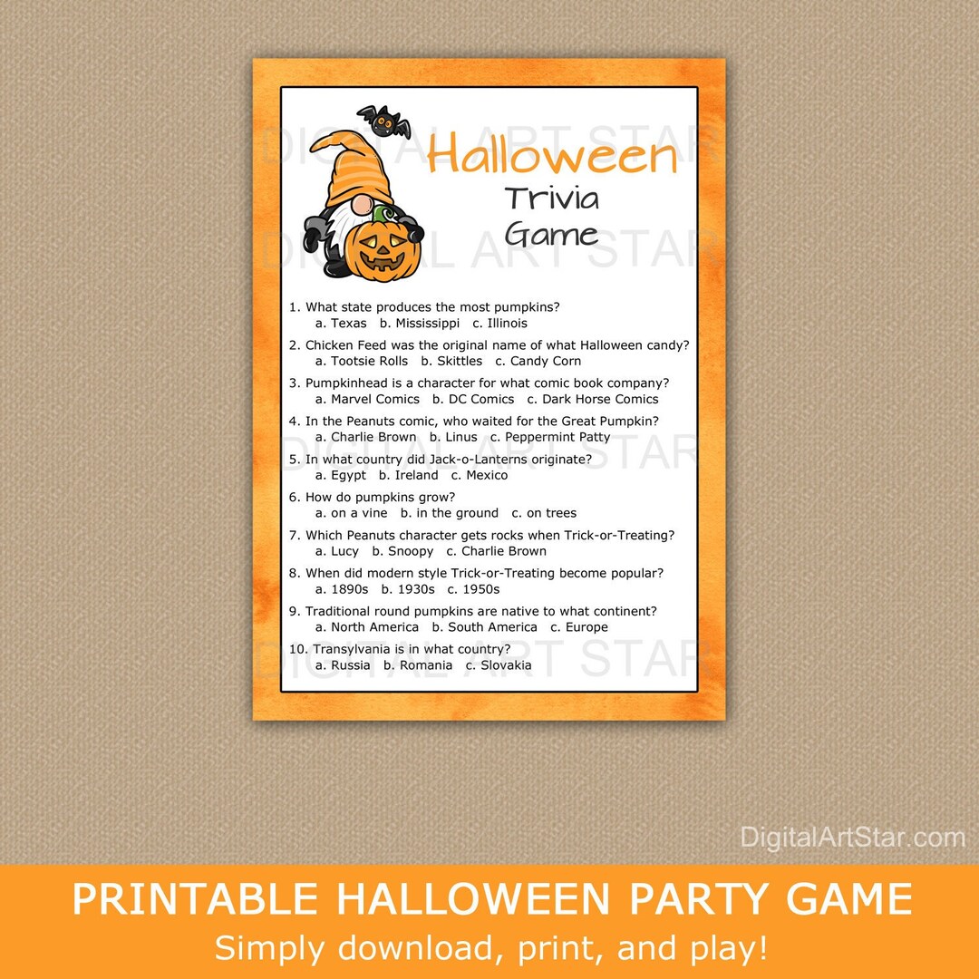 Halloween Trivia Halloween Trivia Game Printable Halloween - Etsy