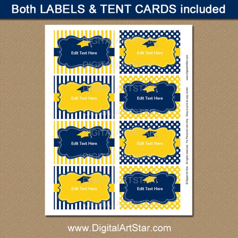 Graduation Food Labels Printable Candy Buffet Labels for | Etsy