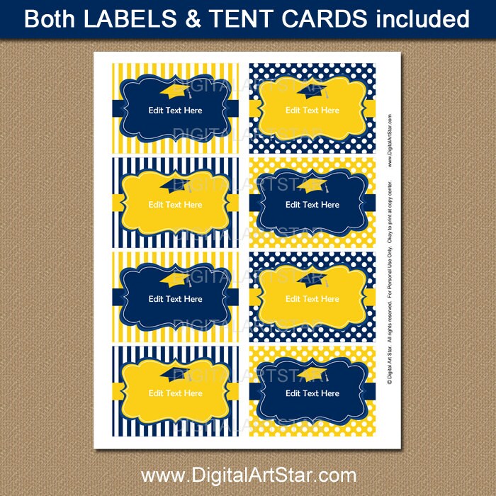 Graduation Food Labels Printable Candy Buffet Labels for | Etsy