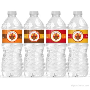 Thanksgiving Water Bottle Labels Digital Printable Thanksgiving Water ...