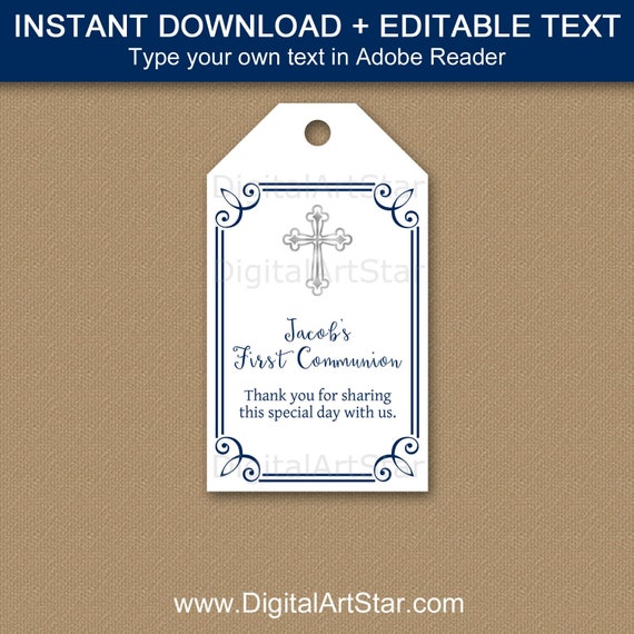 First Communion Favor Tags Instant Download, 1st Communion Tags ...