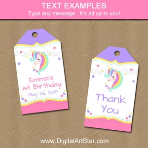 Unicorn Birthday Tags, Unicorn Favor Tags, Printable Tag, Hang Tags ...