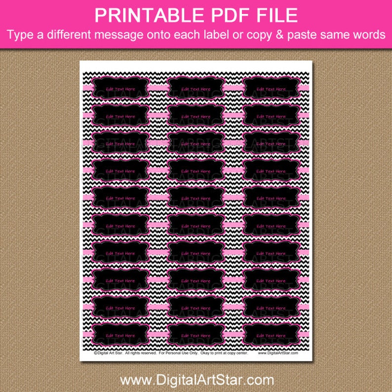 Editable Return Address Labels Pink and Black Address Labels - Etsy