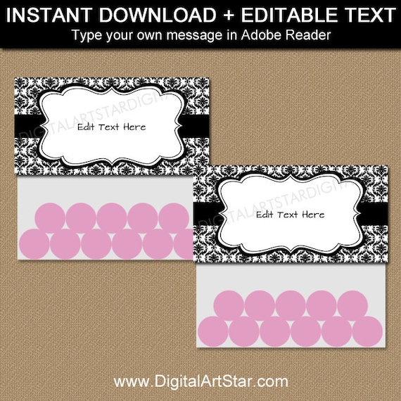 Treat Bag Toppers, Black and White Party Favors, Wedding Bag Labels ...