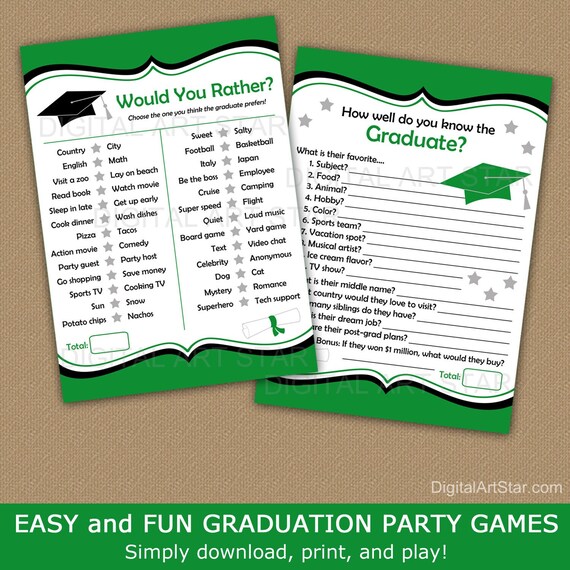 Graduation Games Printable, Graduation Games Bundle, Who Knows the Grad ...