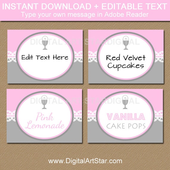 Girl First Communion Labels - Printable First Communion Decorations ...