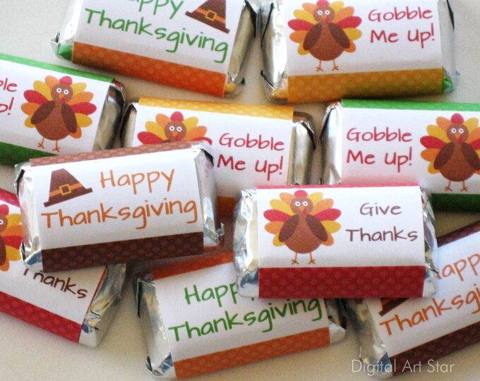 Thanksgiving Party Favors Printable Thanksgiving Candy Bar Wrappers ...