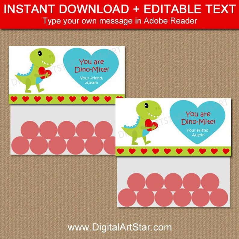 Dinosaur Valentine Bag Topper Dinomite Valentine Party Favors - Etsy