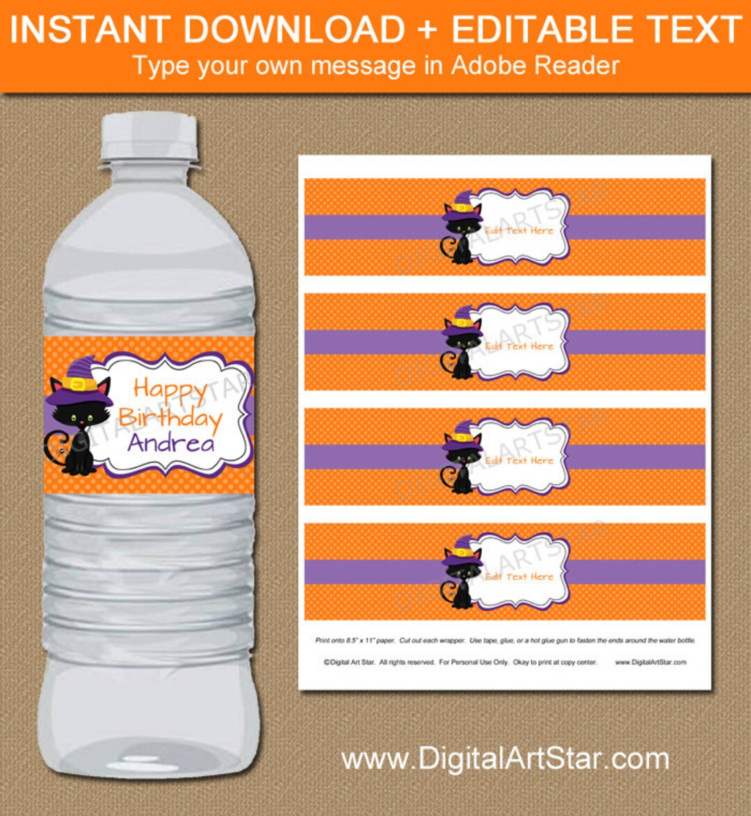 Personalized Halloween Water Bottle Labels Halloween Birthday - Etsy