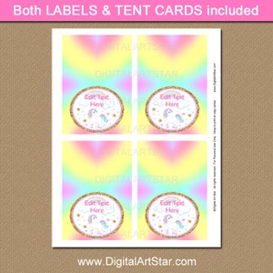 Printable Unicorn Labels, Rainbow Unicorn Party Supplies, Magical ...