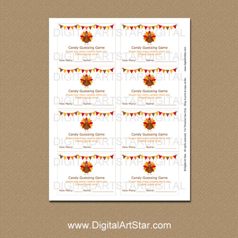 Thanksgiving Candy Guessing Game Printable Guess How Many - Etsy