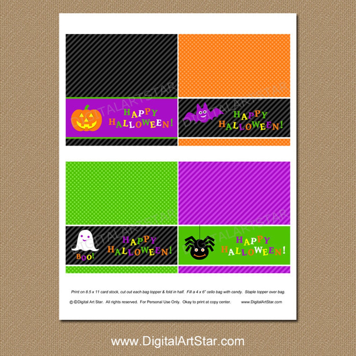Printable Halloween Bag Toppers DIY Halloween Bag Tags - Etsy