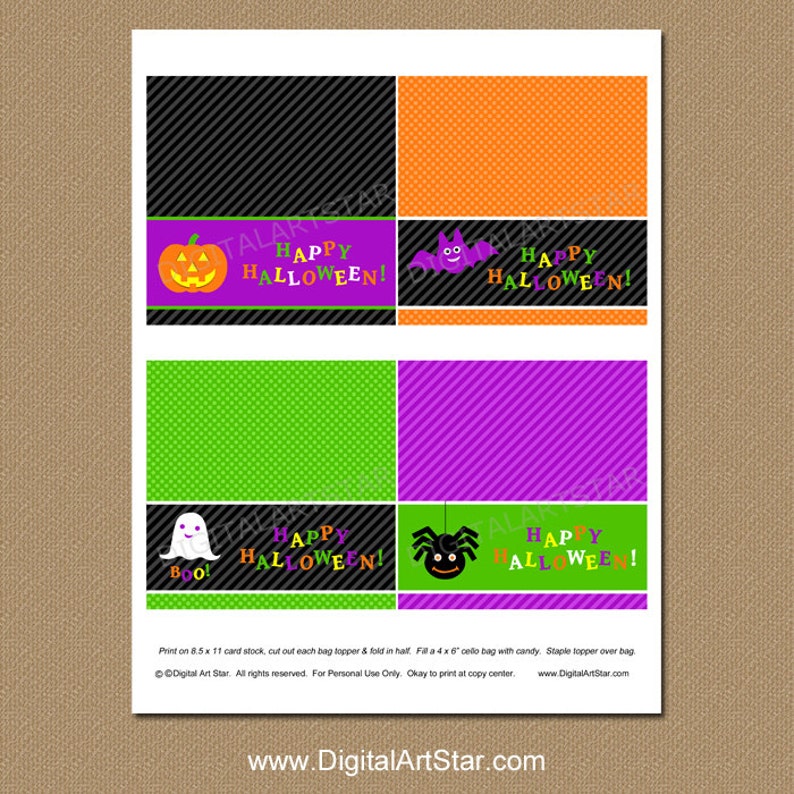 Printable Halloween Bag Toppers DIY Halloween Bag Tags - Etsy