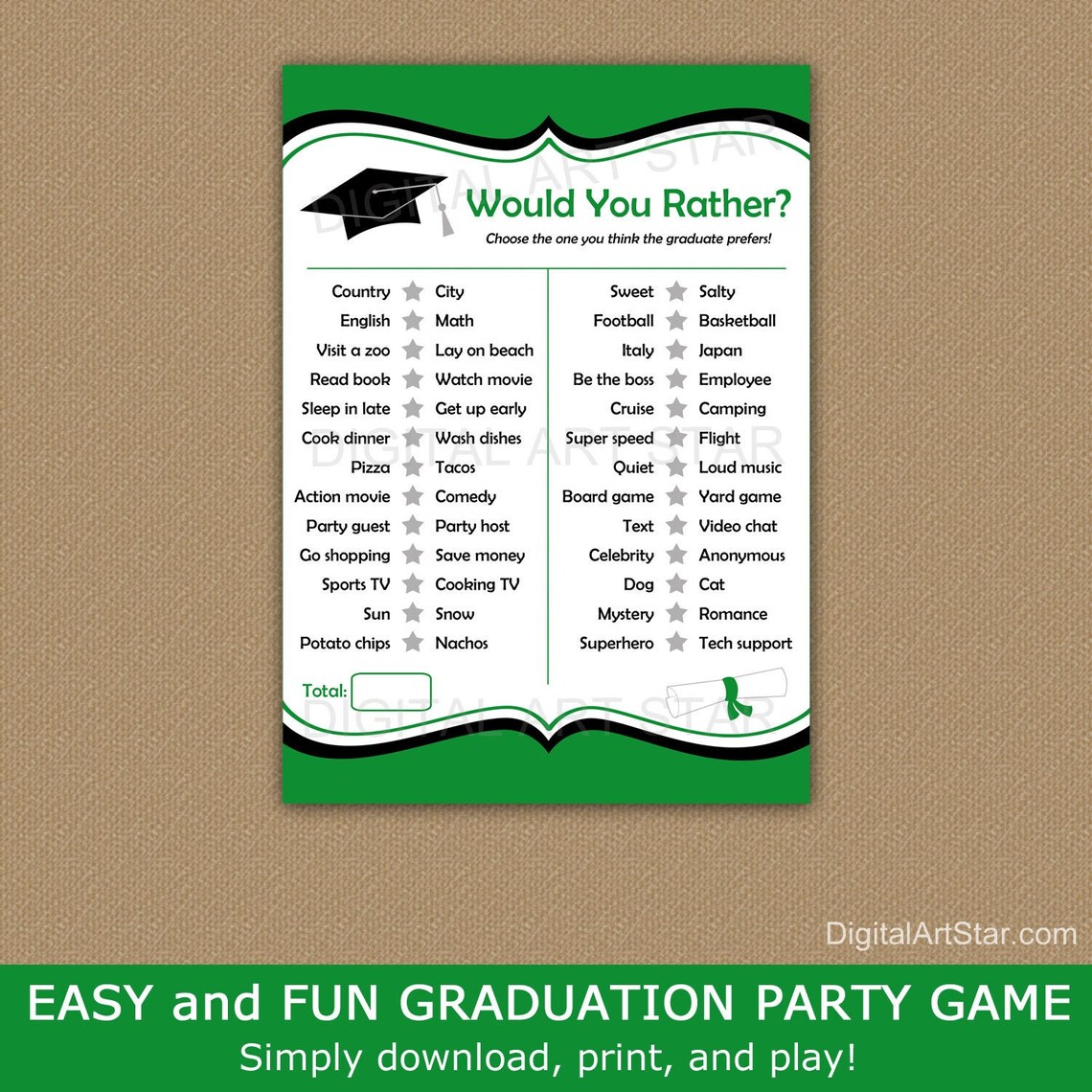 Instant Download Graduation Party Games 2021 Would You Rather | Etsy