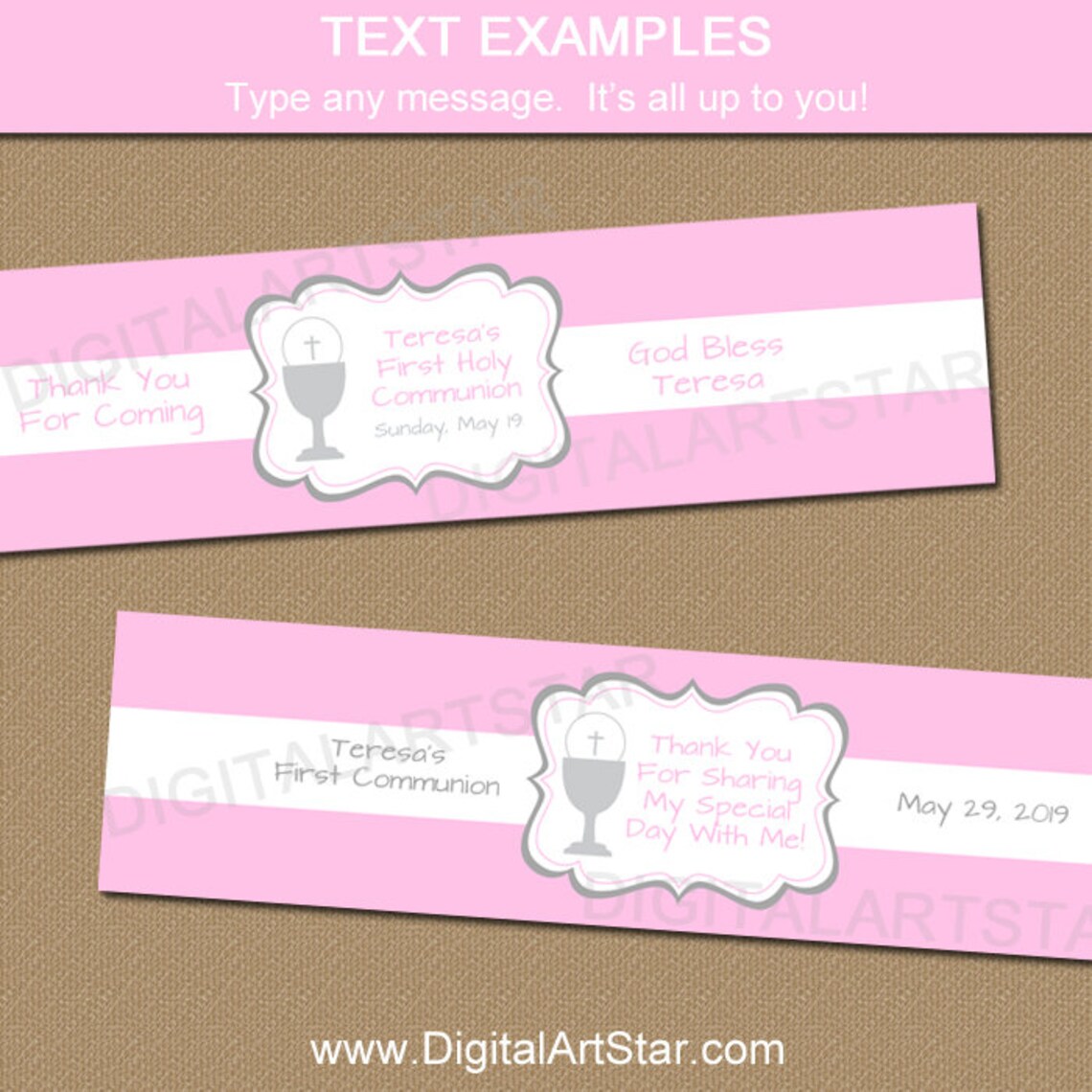 First Communion Water Labels First Communion Girl | Etsy