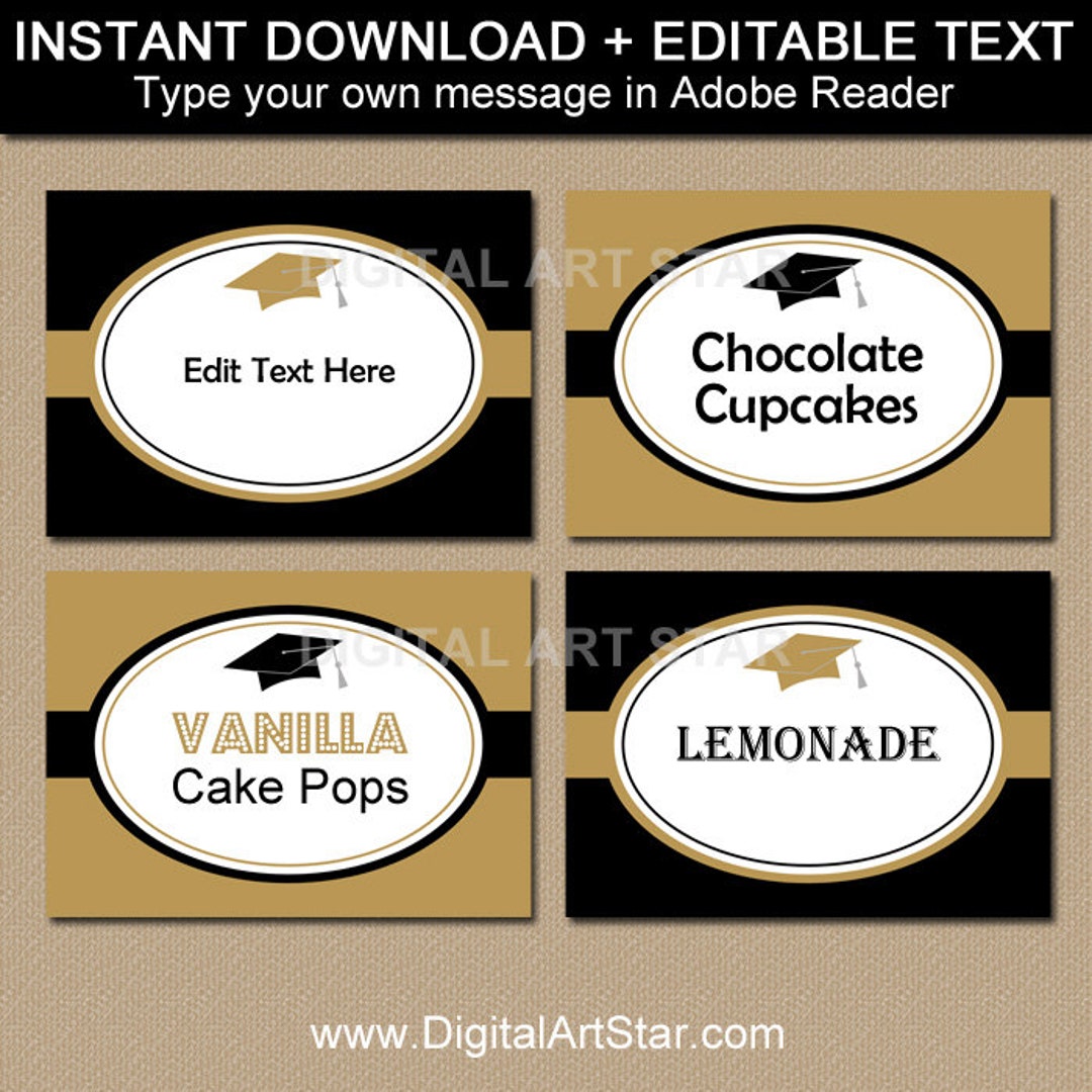 Graduation Buffet Cards, Food Labels, Tent Cards, Printable Graduation ...