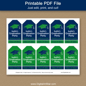 Blue and Green Graduation Thank You Tags Printable Graduation Tags 2024 ...