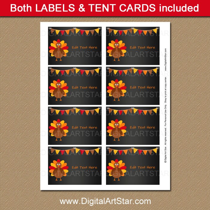 Thanksgiving Food Labels EDITABLE Thanksgiving Buffet Cards | Etsy