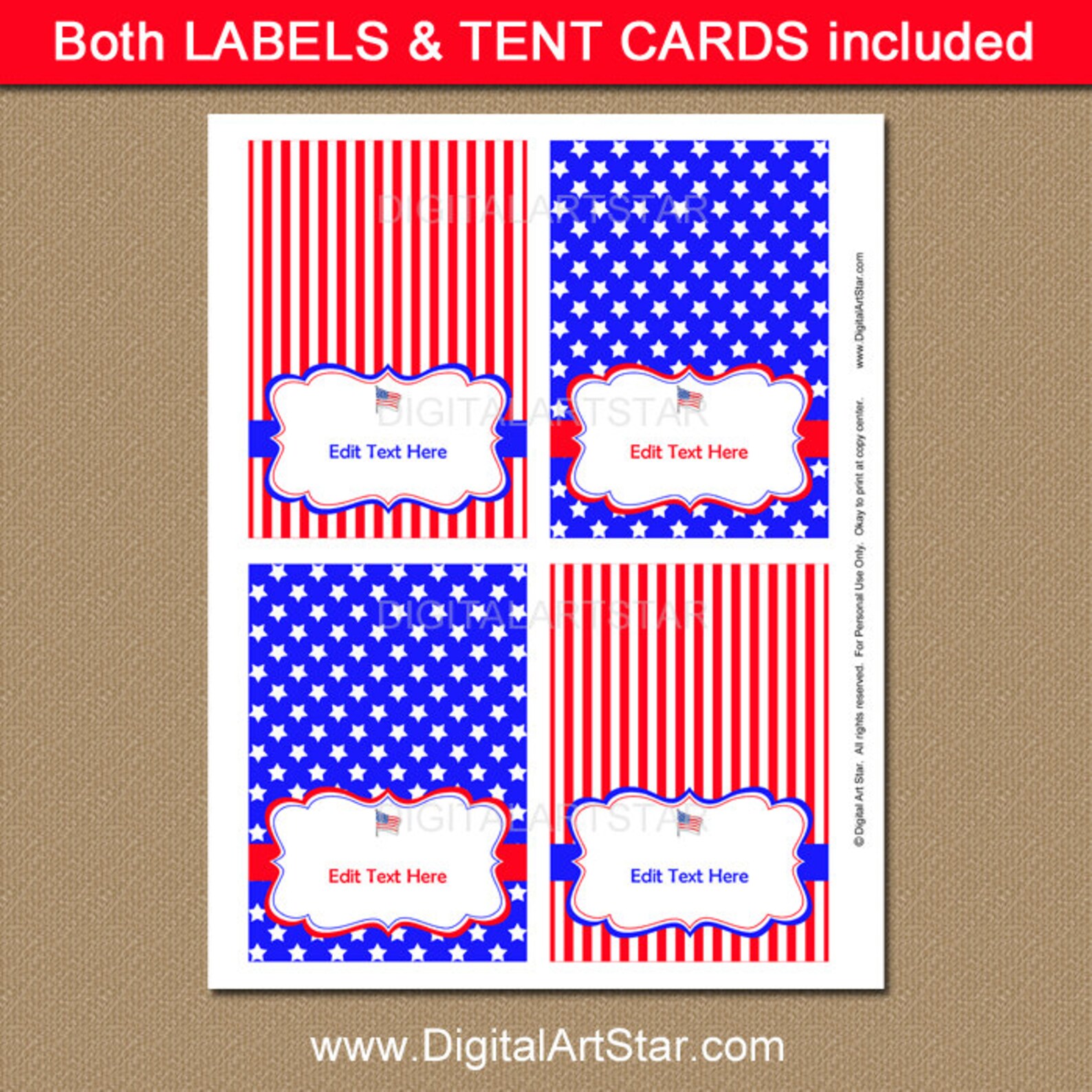 Patriotic Food Labels, 4th of July Labels, July 4th Birthday Party ...