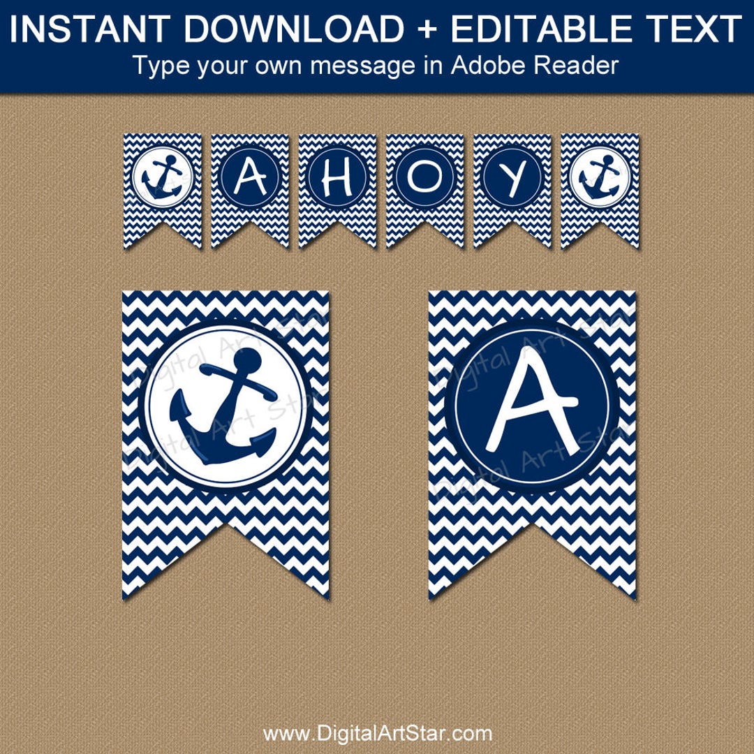 Nautical Baby Shower Banner, Nautical Birthday Banner, Ahoy It's a Boy ...