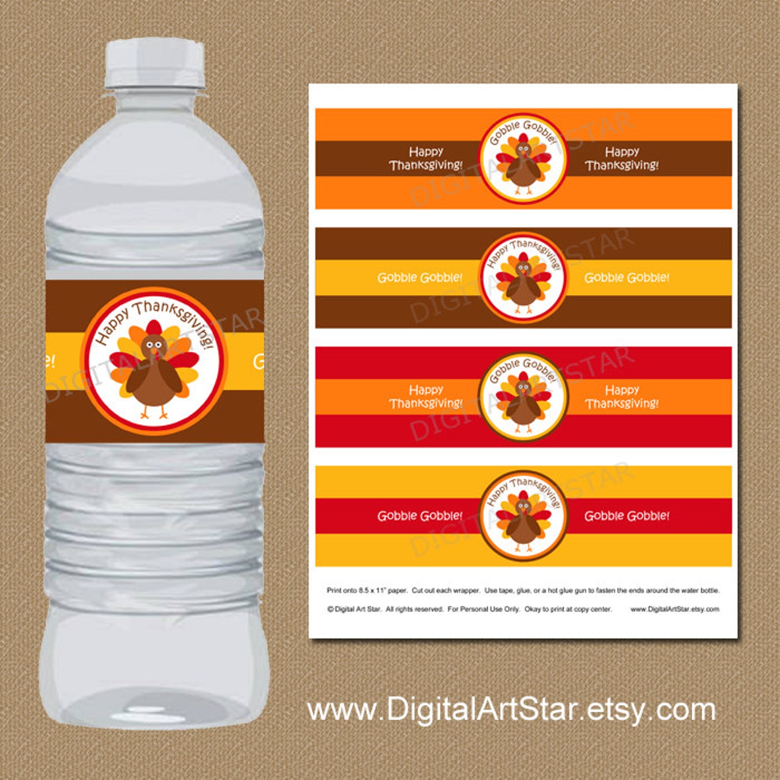 Thanksgiving Water Bottle Labels Digital Printable - Etsy